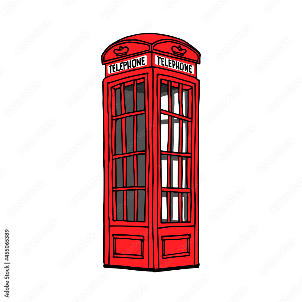 Image vectorielle Stock red British telephone booth, an old landmark of ...