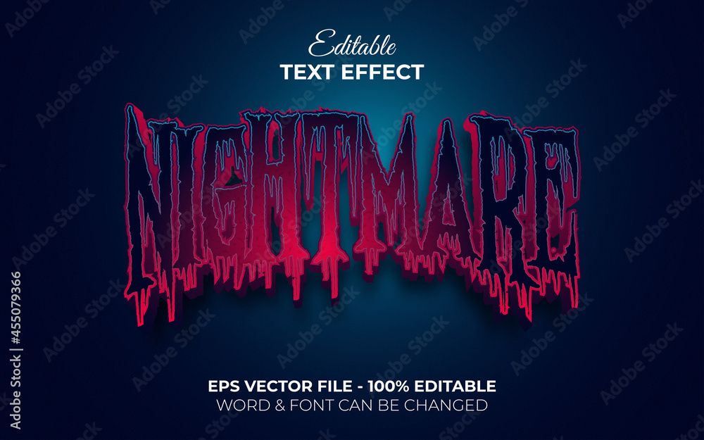 Vetor do Stock Nightmare text effect style. Editable text effect ...