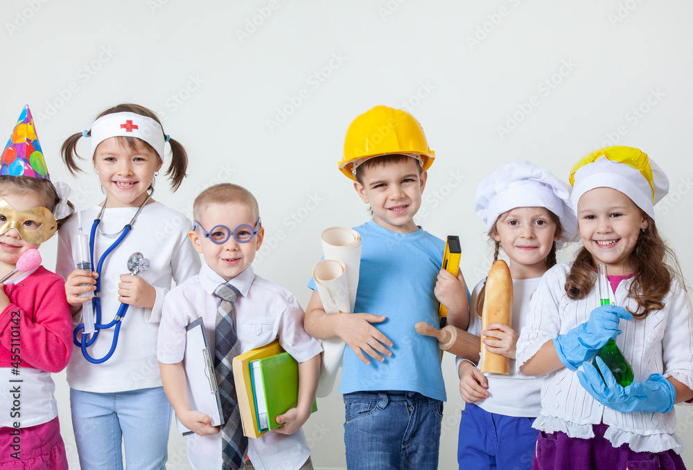 Kids playing in professions Stock Photo | Adobe Stock