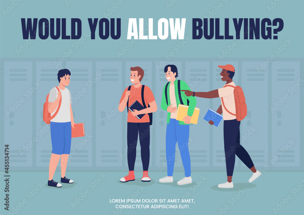 Vector de Stock Anti bullying campaign for school poster flat vector ...