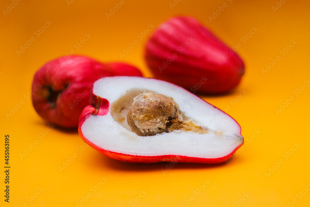 Jambu Bol or Jambu Jamaica isolated on orange background also known as ...