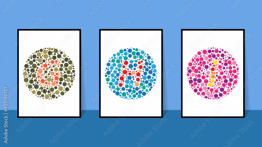 vector graphic of color blind Test. Ishihara Test daltonism color ...