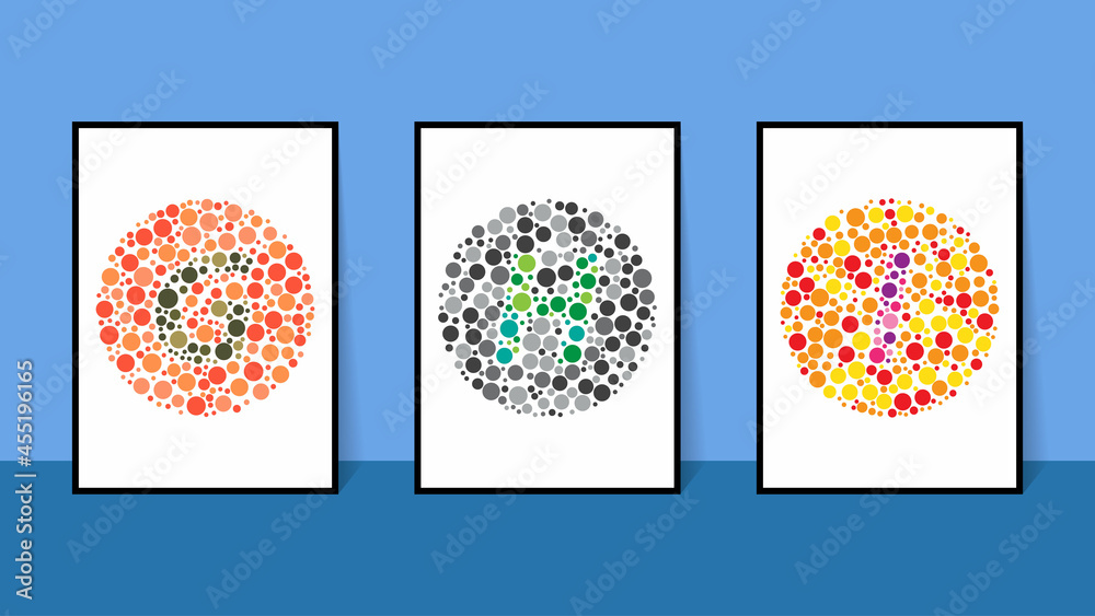 vector graphic of color blind Test. Ishihara Test daltonism color ...