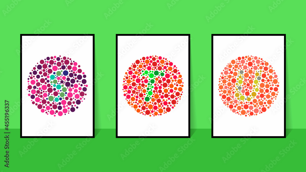 vector graphic of color blind Test. Ishihara Test daltonism color ...