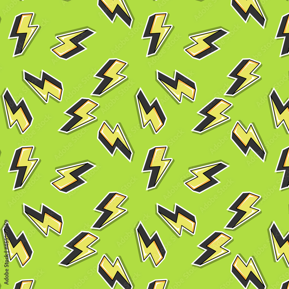 Pattern pop art lightning bolt. Icon on pop art pink background. Trendy ...