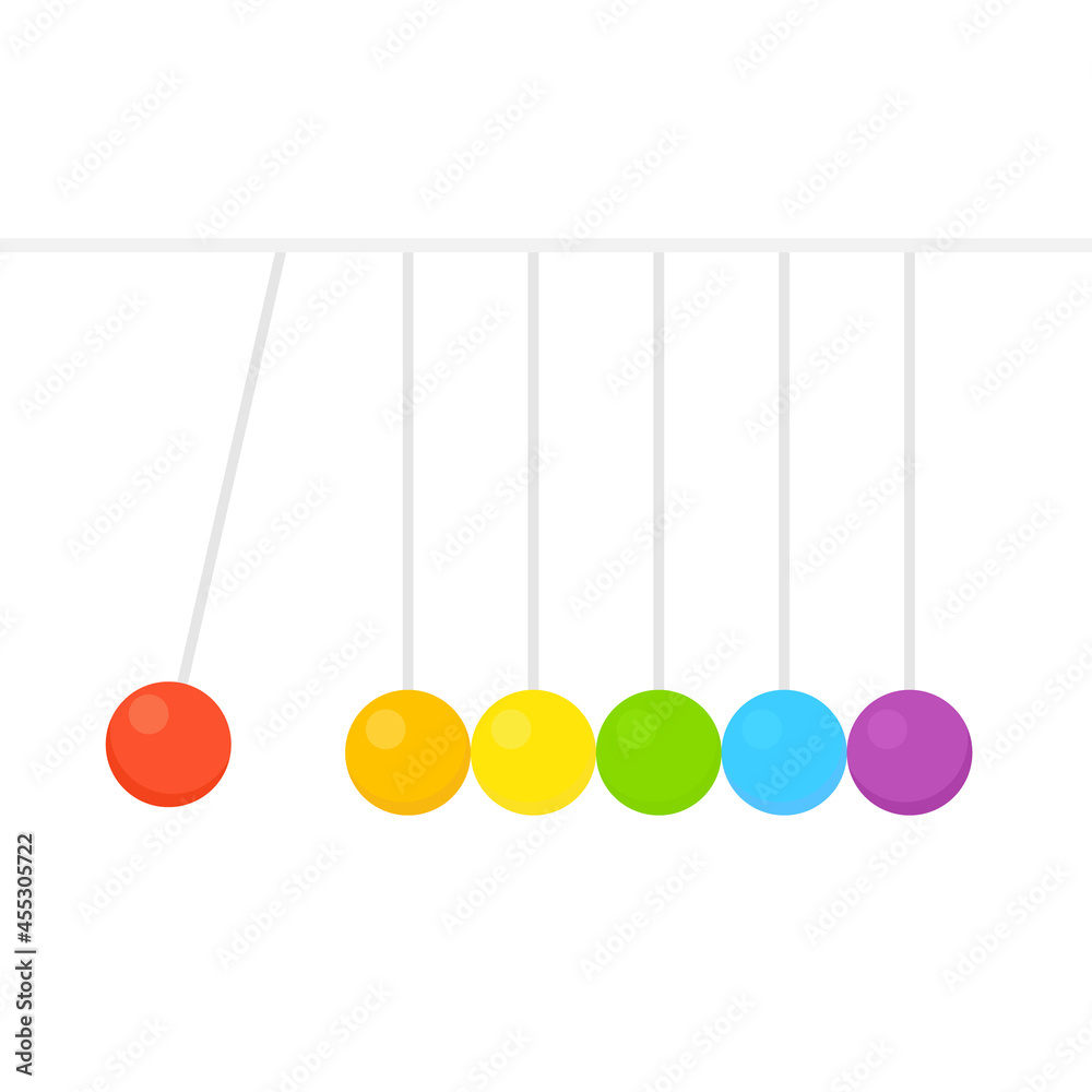 Newtons Cradle with six balls concept image. Clipart image Stock Vector ...