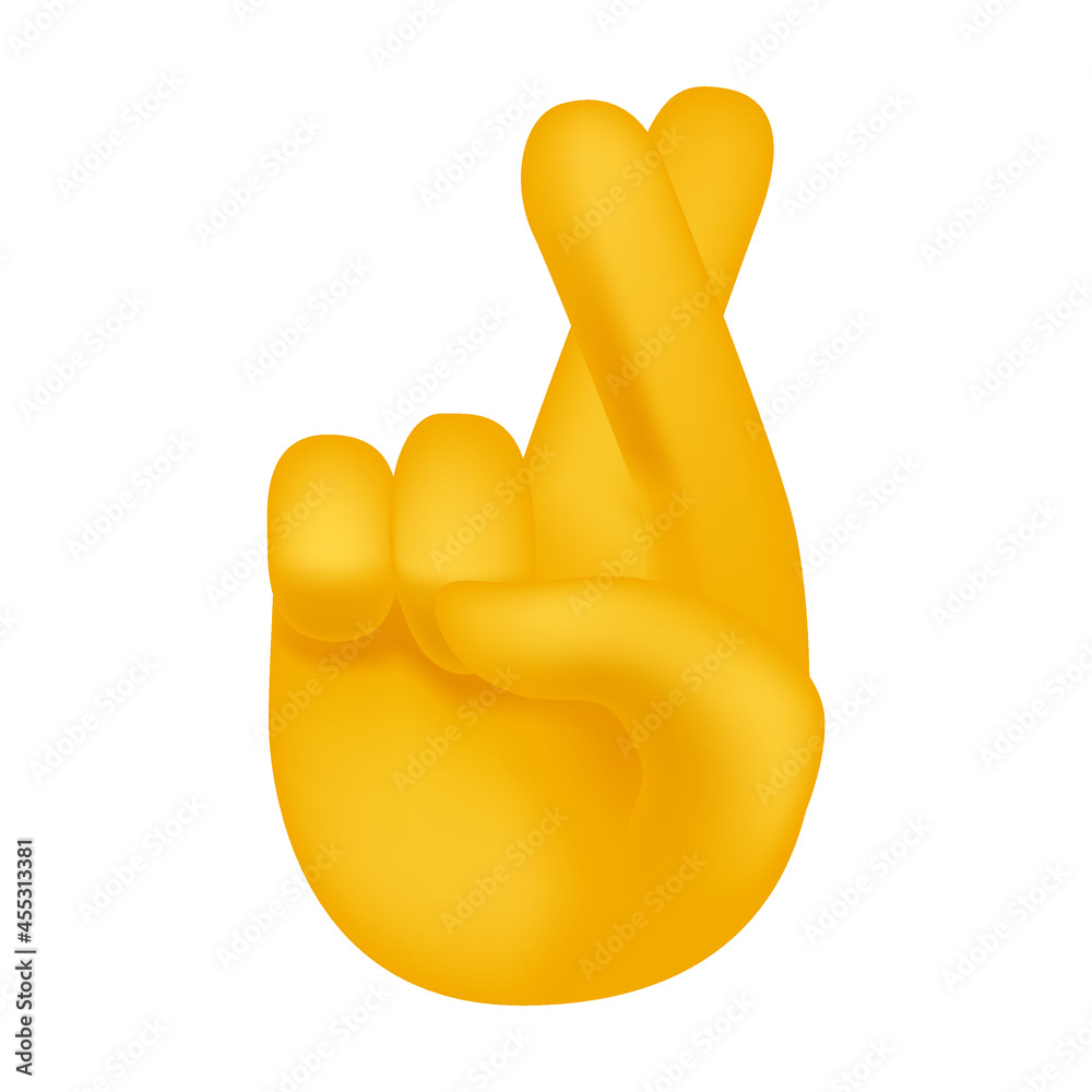 Crossed Fingers Hand Gesture Emoji Icon Illustration Sign. Good Luck ...