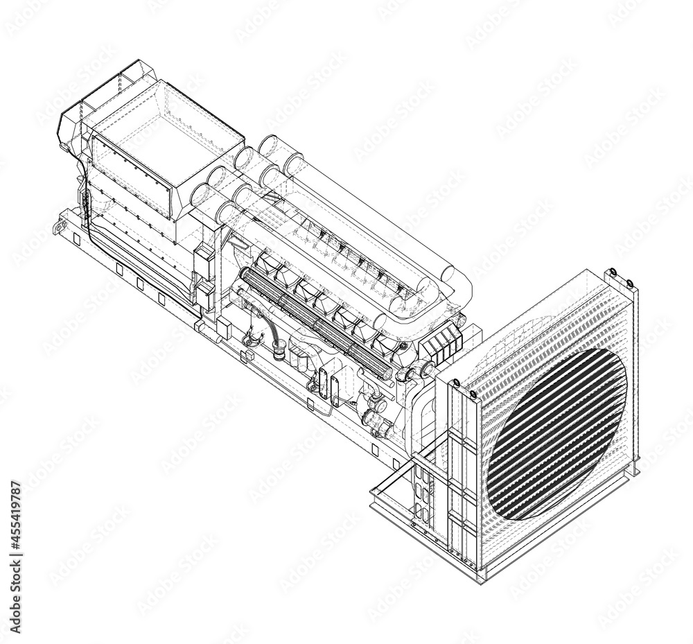 Large industrial diesel generator. Vector Stock Vector | Adobe Stock