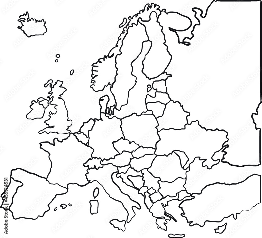 cartoon hand drawn map of europe Stock Vector | Adobe Stock