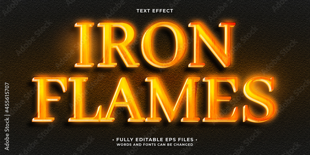 hot glowing iron flames text effect editable eps vector Stock Vector ...