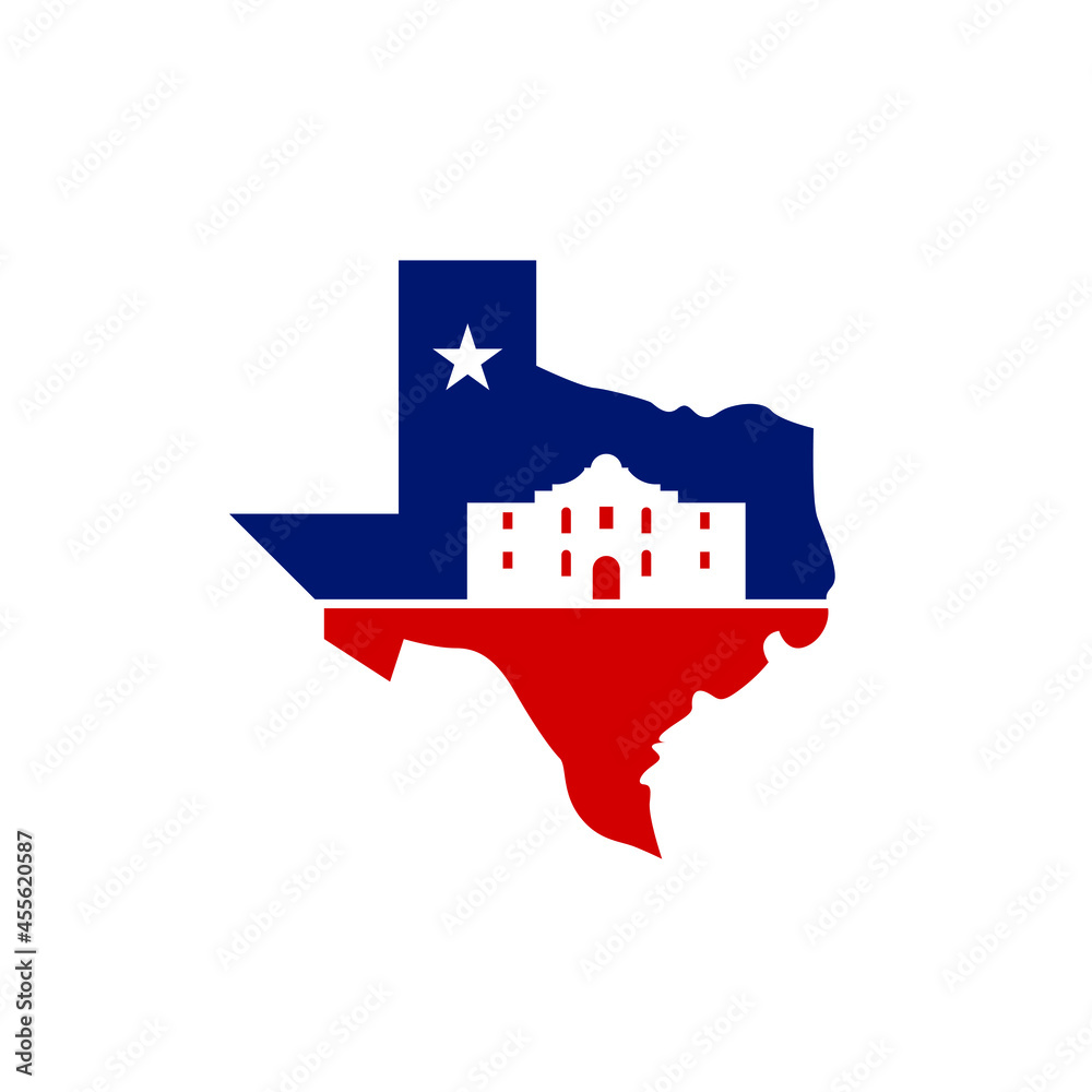San Antonio, Texas Map. The Alamo Building. Vector Illustration. Stock ...