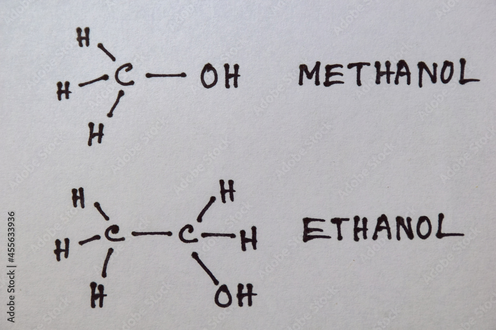 Ilustración de Stock Chemical structure of methanol and ethanol ...