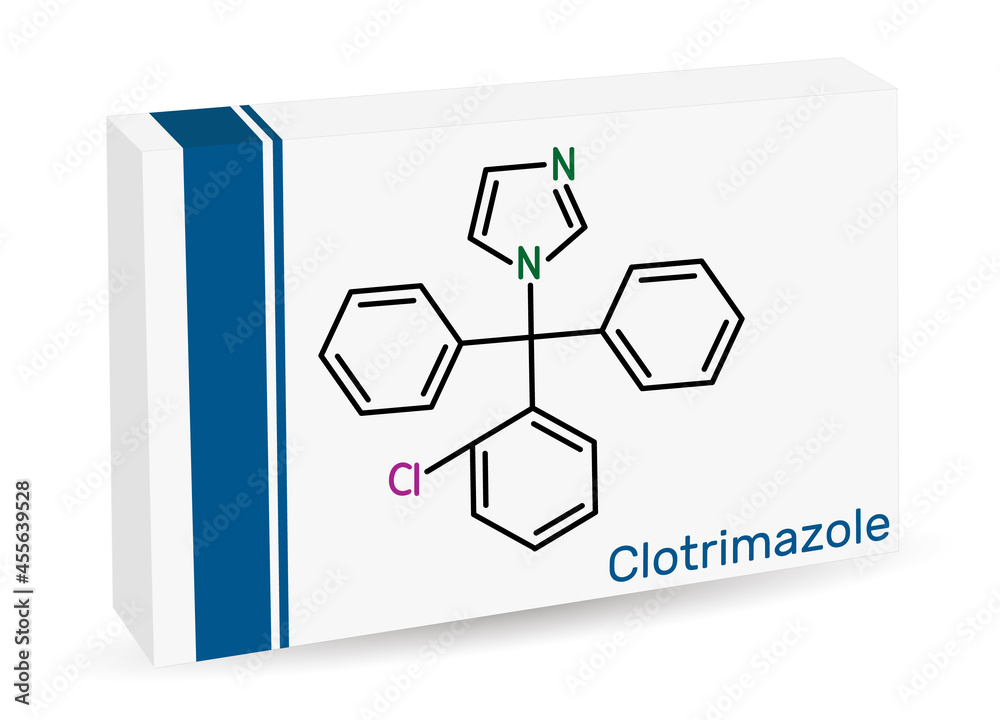 Clotrimazole drug molecule. It is imidazole antimycotic, antifungal ...