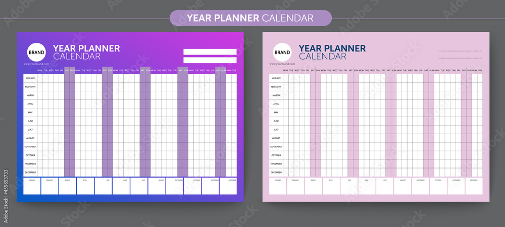 Стоковое векторное изображение «Calendar yearly planner template. Wall ...