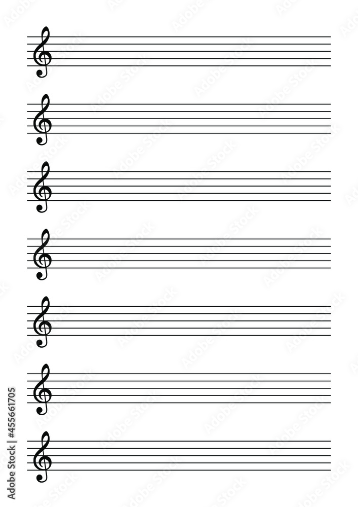 Musical notation with lines and treble clef on a white background ...