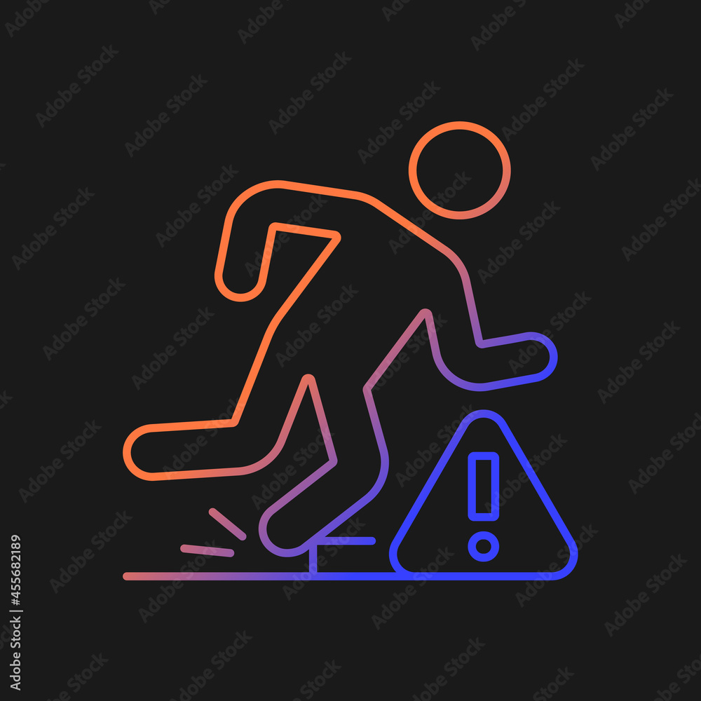 Tripping hazards gradient vector manual label icon for dark theme ...