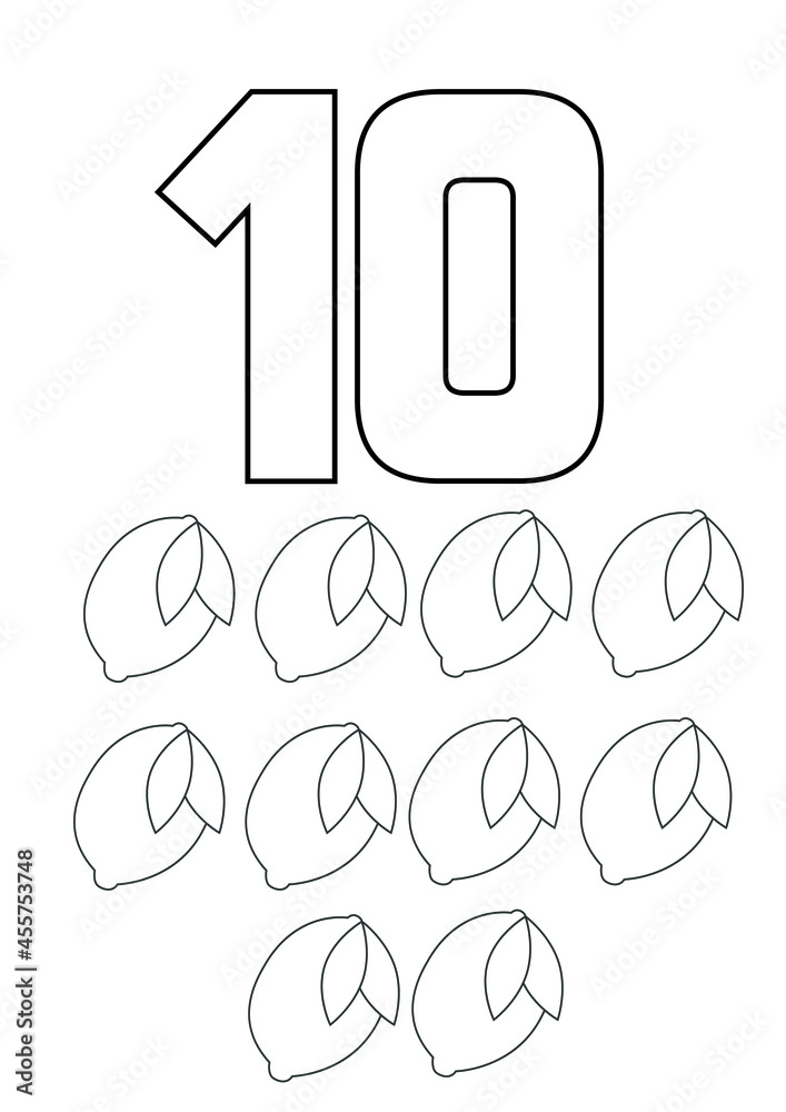 number ten fruits early learning kindergarten worksheets workbook ...