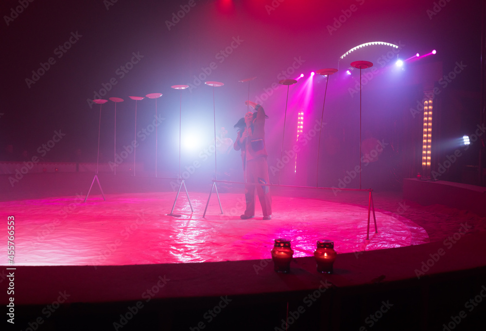 Circus Artist Performing With Plates Stock Photo | Adobe Stock
