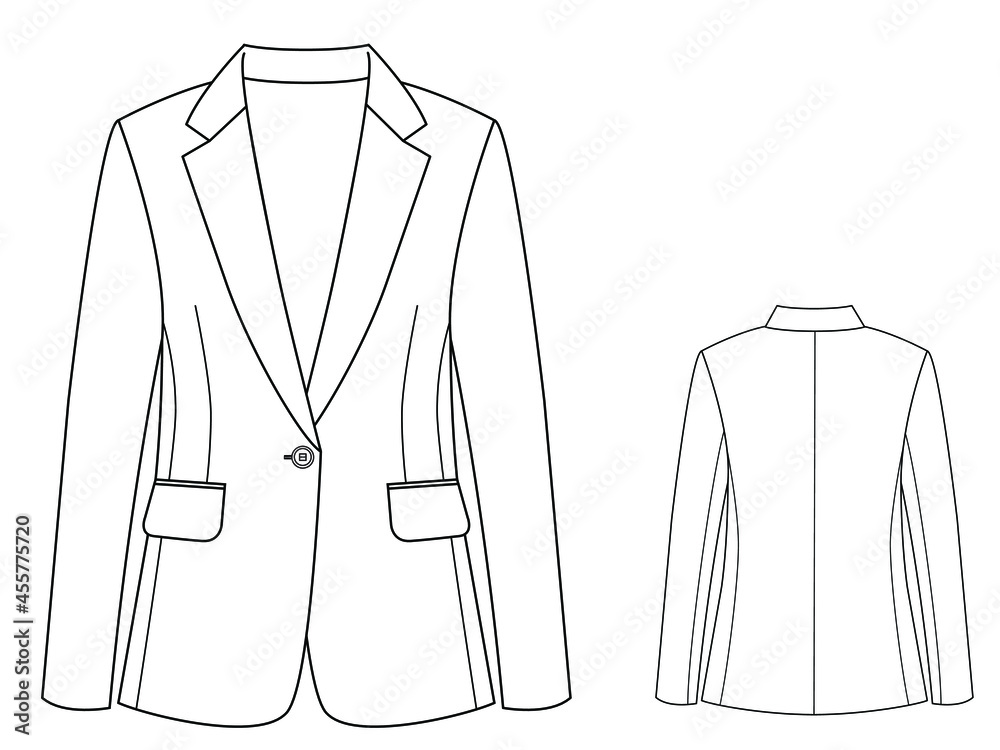 Jacket vector illustration isolated on white background, front and back ...