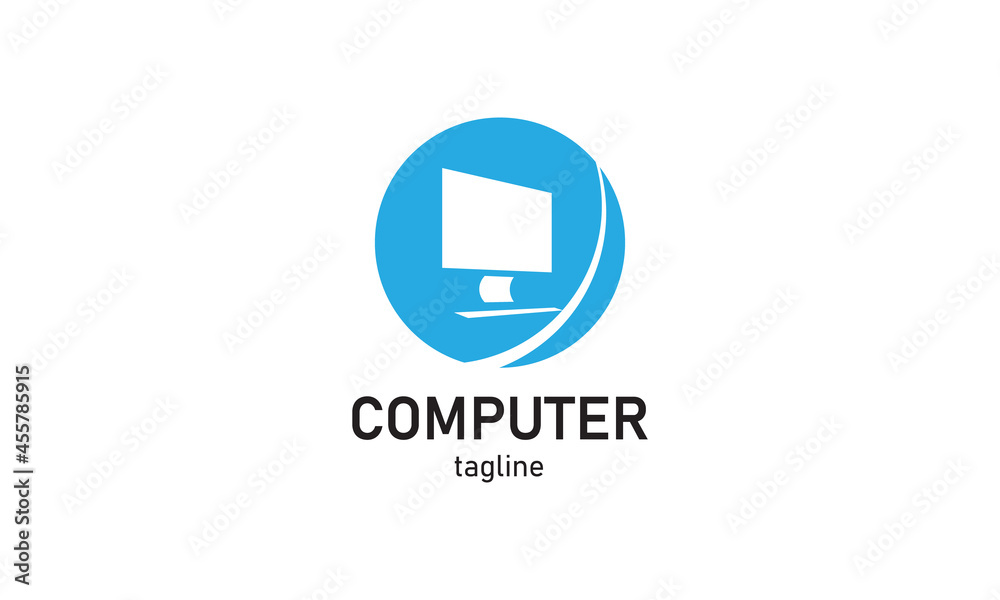 Premium vector computer monitor desktop repair logo design Stock Vector ...