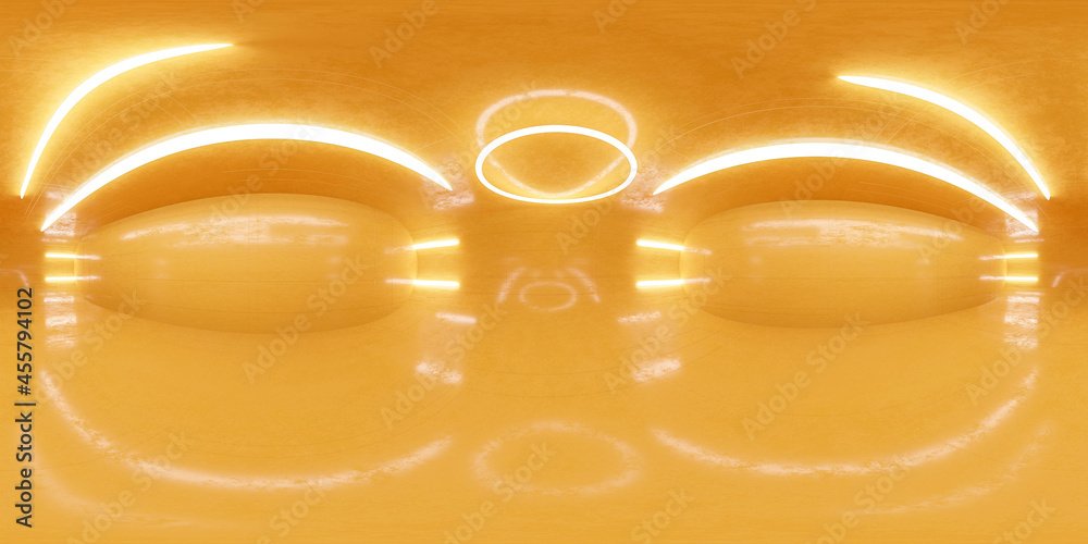 full 360 degree panorama environment map of orange industrial hall 3d ...