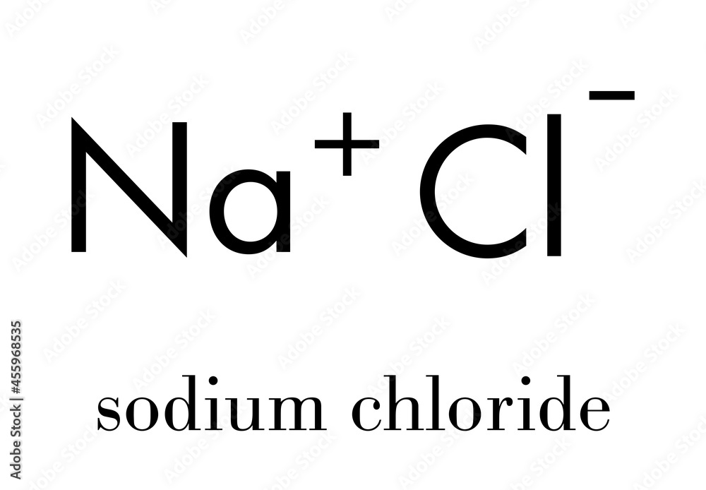 Sodium chloride (table salt), chemical structure. Skeletal formula ...