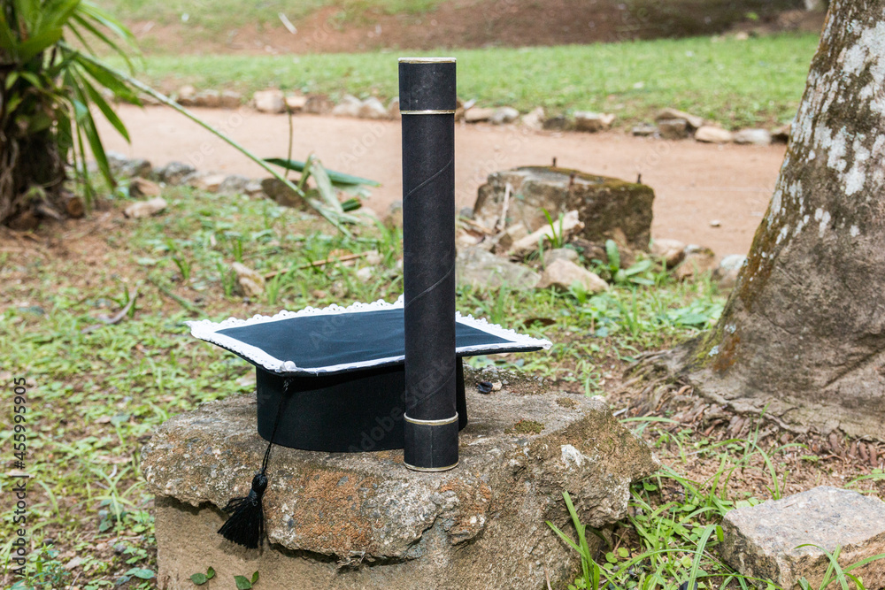 graduation cap and straw in rio de janeiro, brazil. Stock Photo | Adobe ...