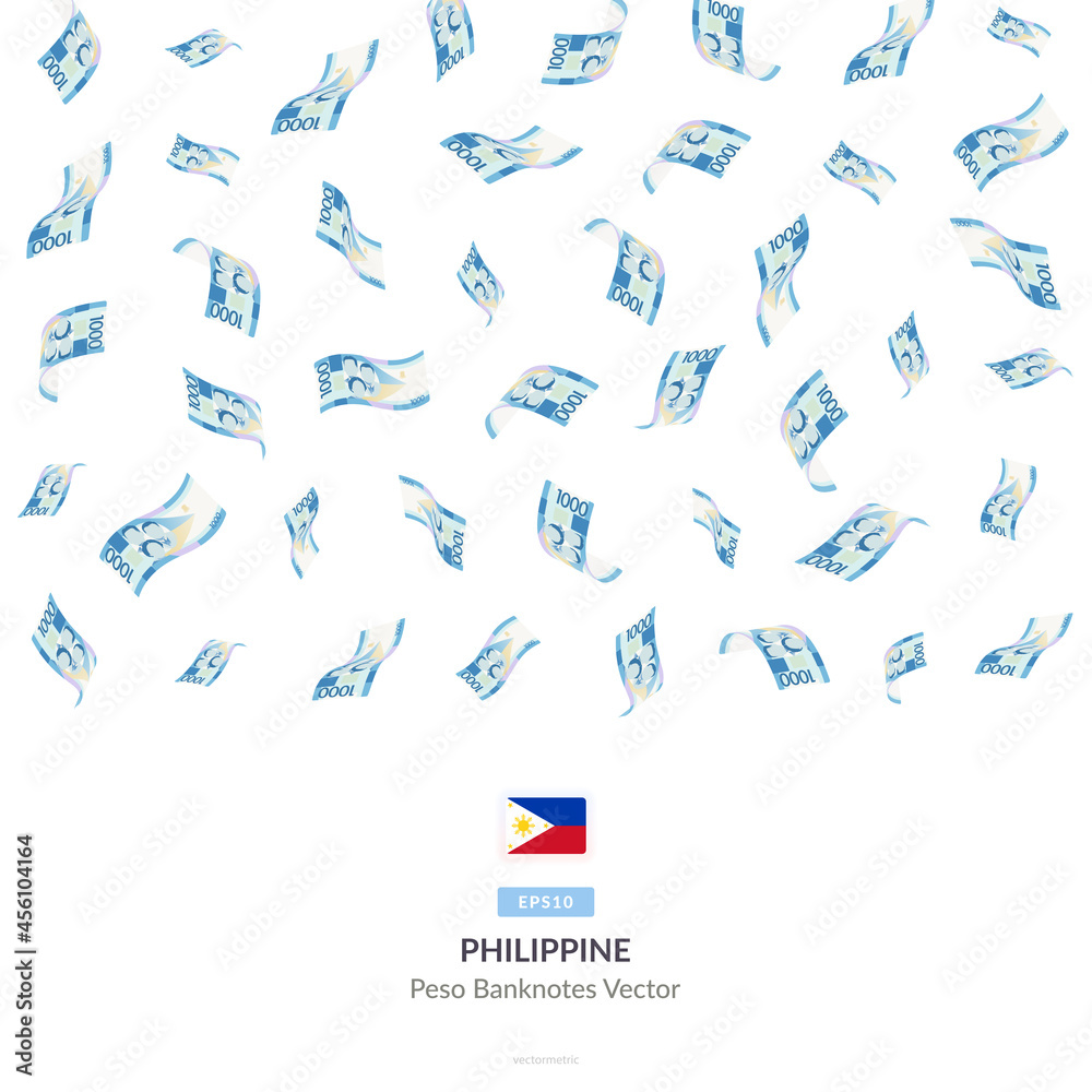 1000 Philiphine Peso Raining Falling, Filipino Peso Vector Illustration ...