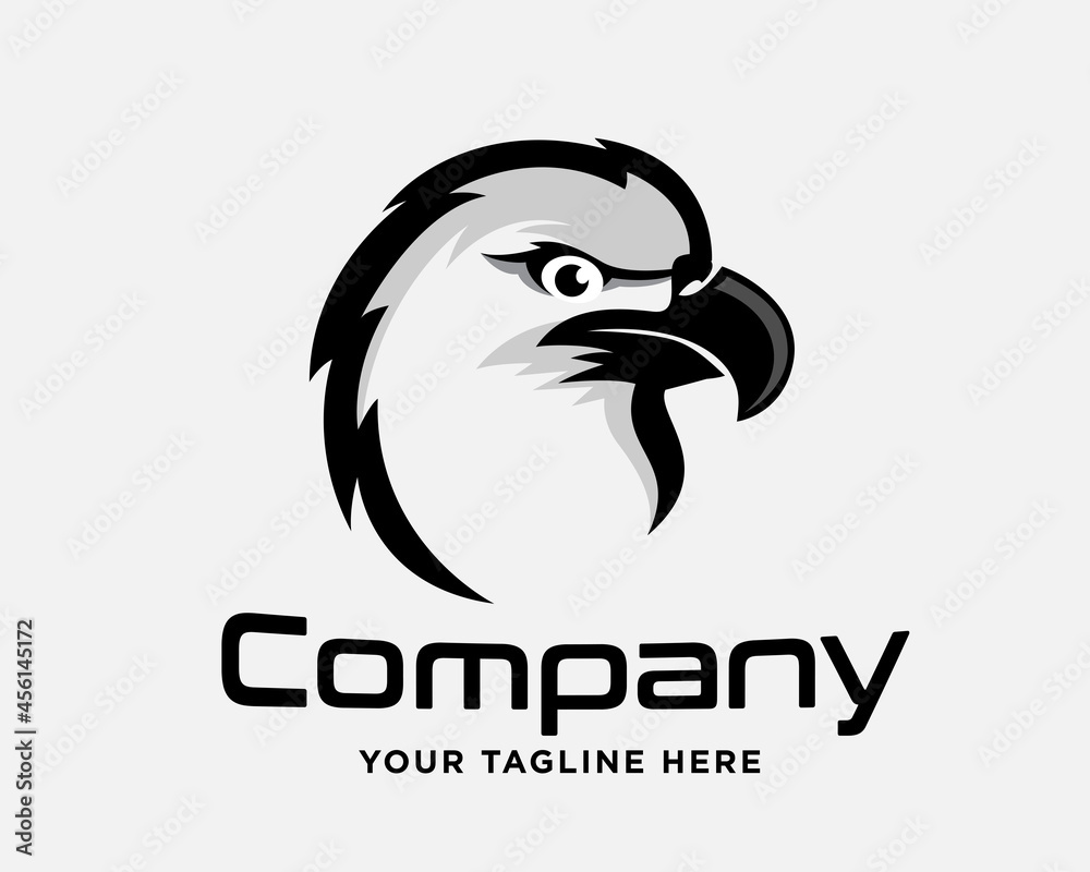 black silhouette head falcon eagle hawk angry bird logo template ...