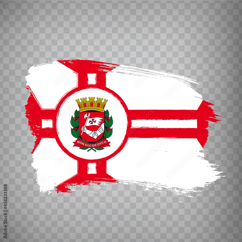 Flag of Sao Paulo city from brush strokes. Federal Republic of Brazil ...