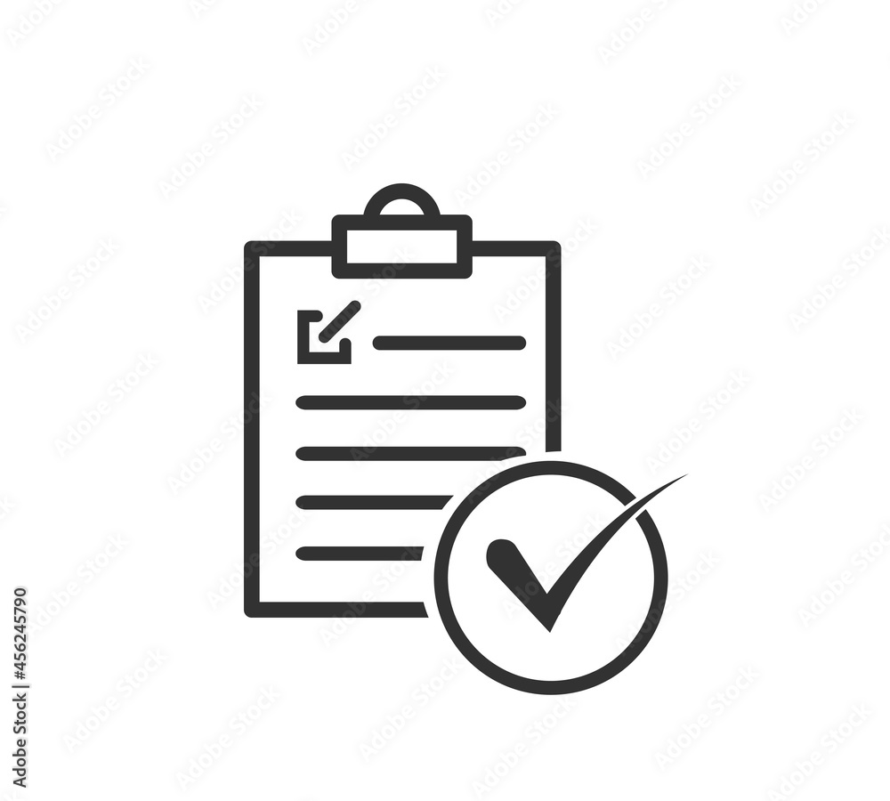 Quality check icon in flat style. Audit / Compliance / Report symbol ...