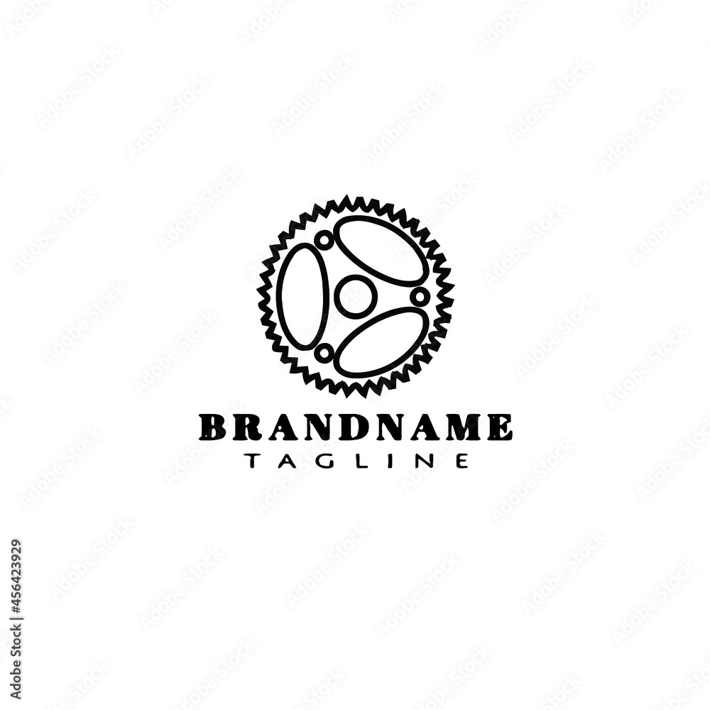 cute bicycle sprocket cartoon logo icon design template black isolated ...