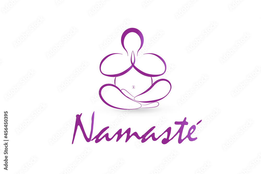 Logo yoga man namaste silhouette line art vector image design Stock ...