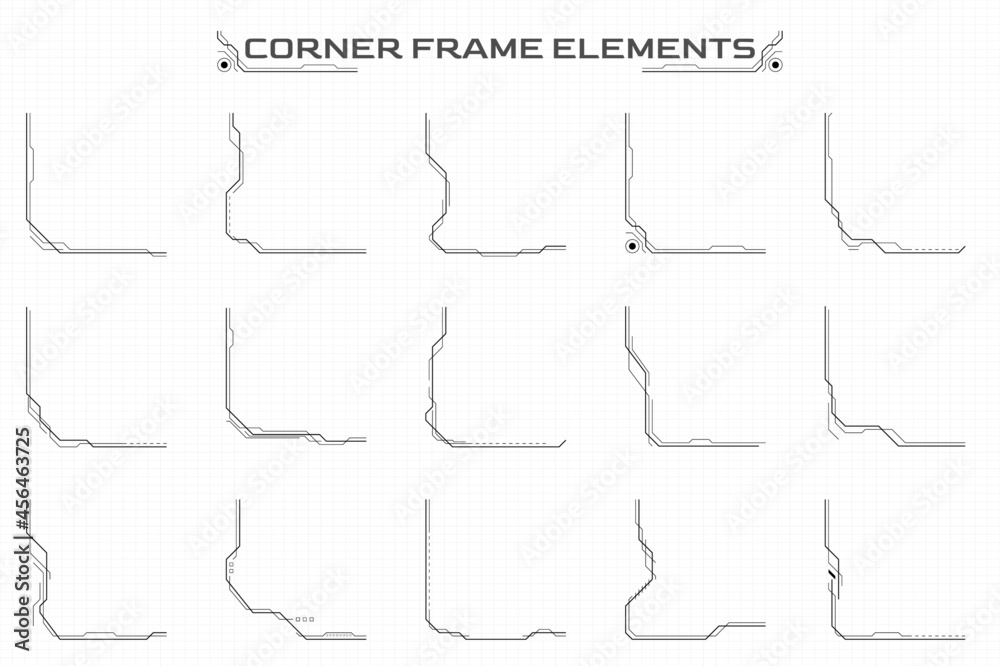 HUD Vector Futuristic Line Border Frame Template for Screen Game ...