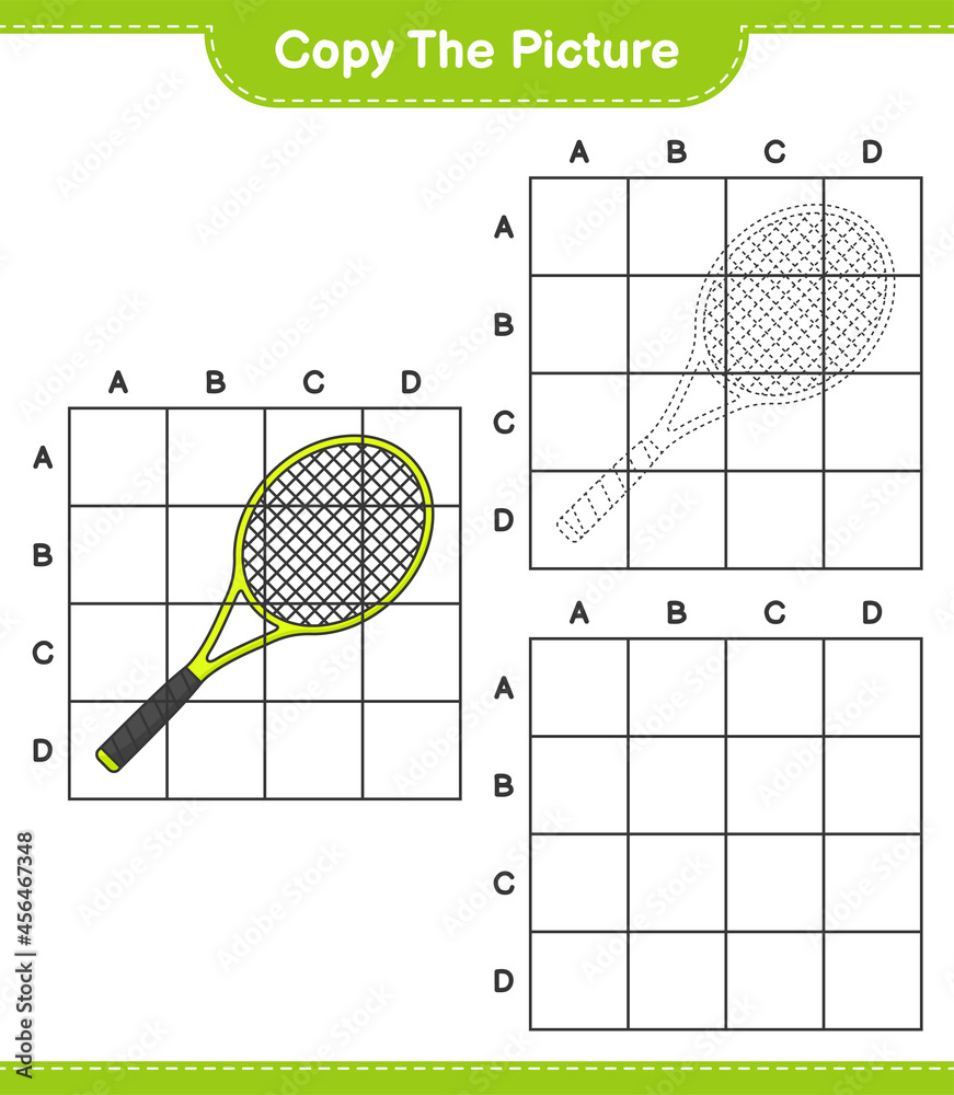 Copy the picture, copy the picture of Tennis Racket using grid lines ...