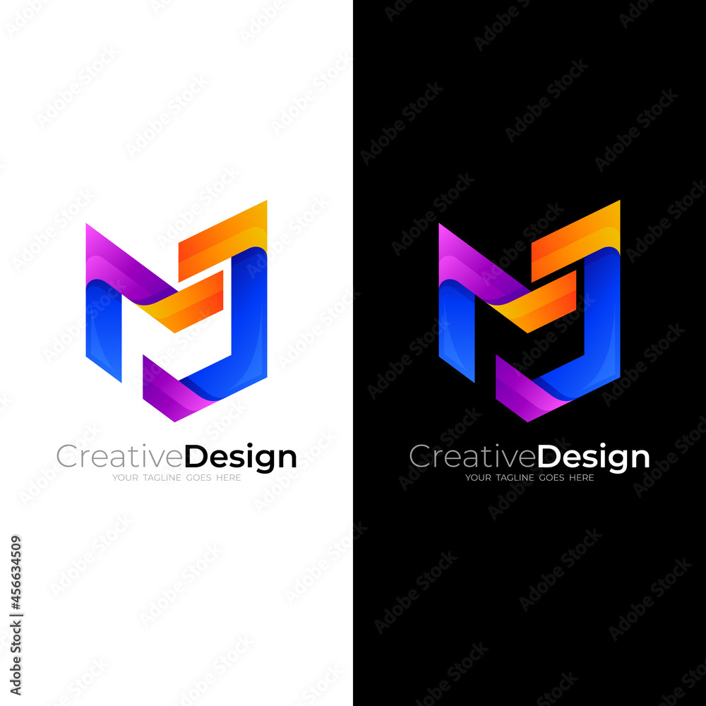 Symbol shield logo with letter M and J Stock Vector | Adobe Stock