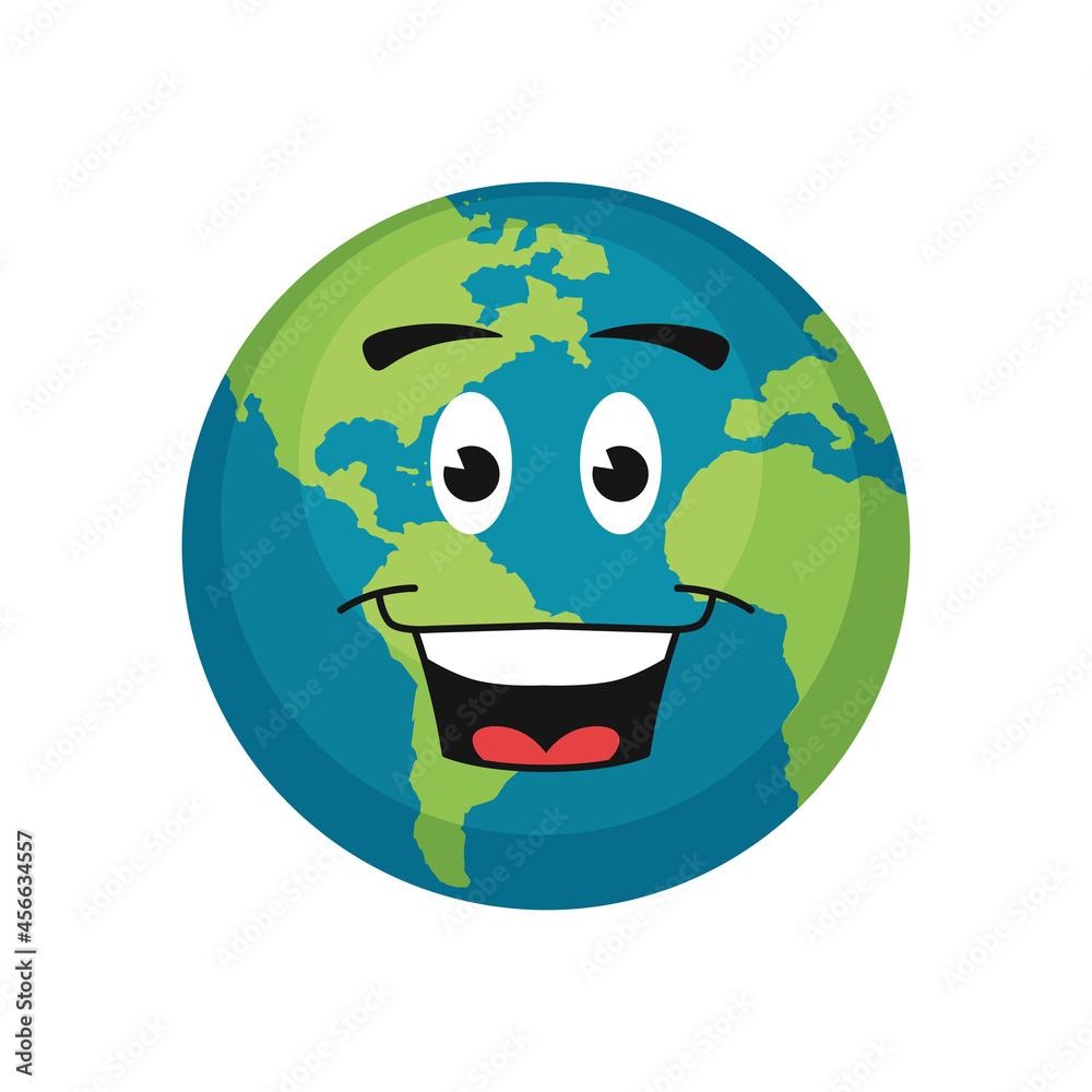 Planeta tierra feliz. Cuerpo celeste, astro. Carita feliz. Concepto de ...