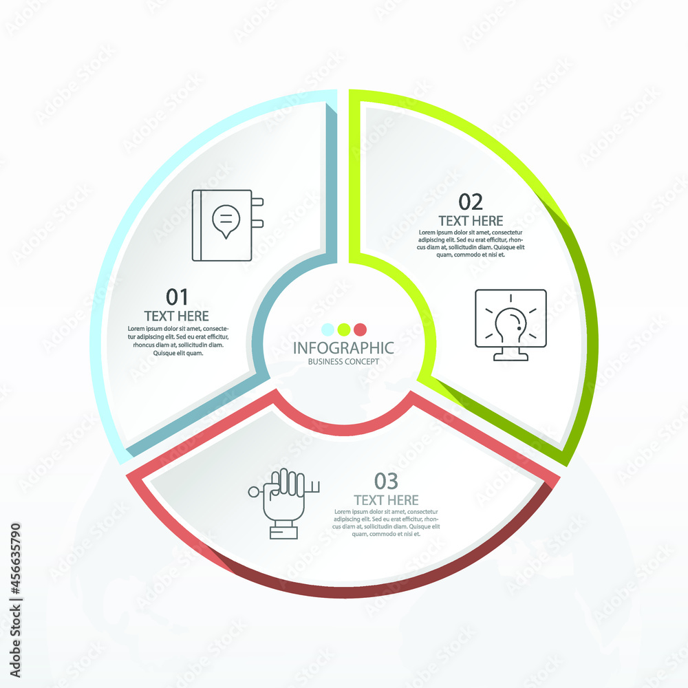 Basic circle infographic template with 3 steps, process or options, process chart, Used for ...
