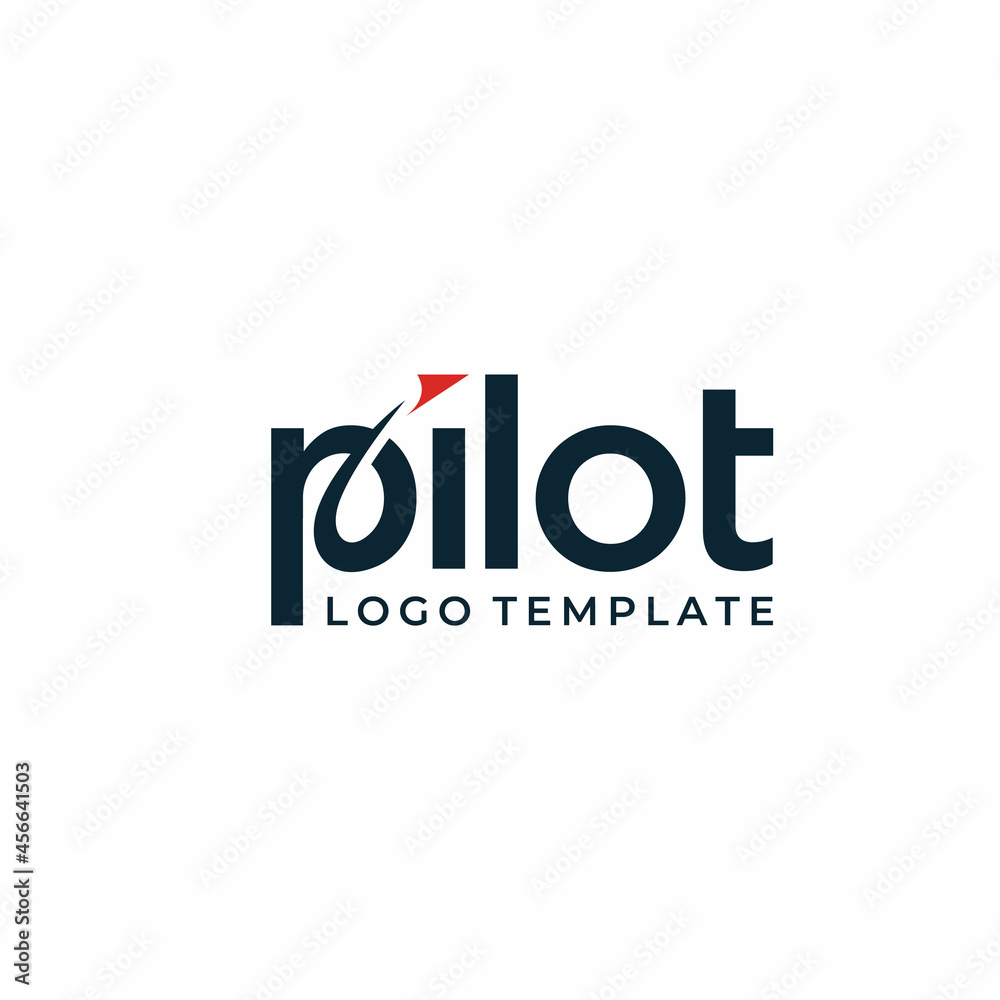 Paper Plane Initial Letter P Pilot word mark lettering typography ...