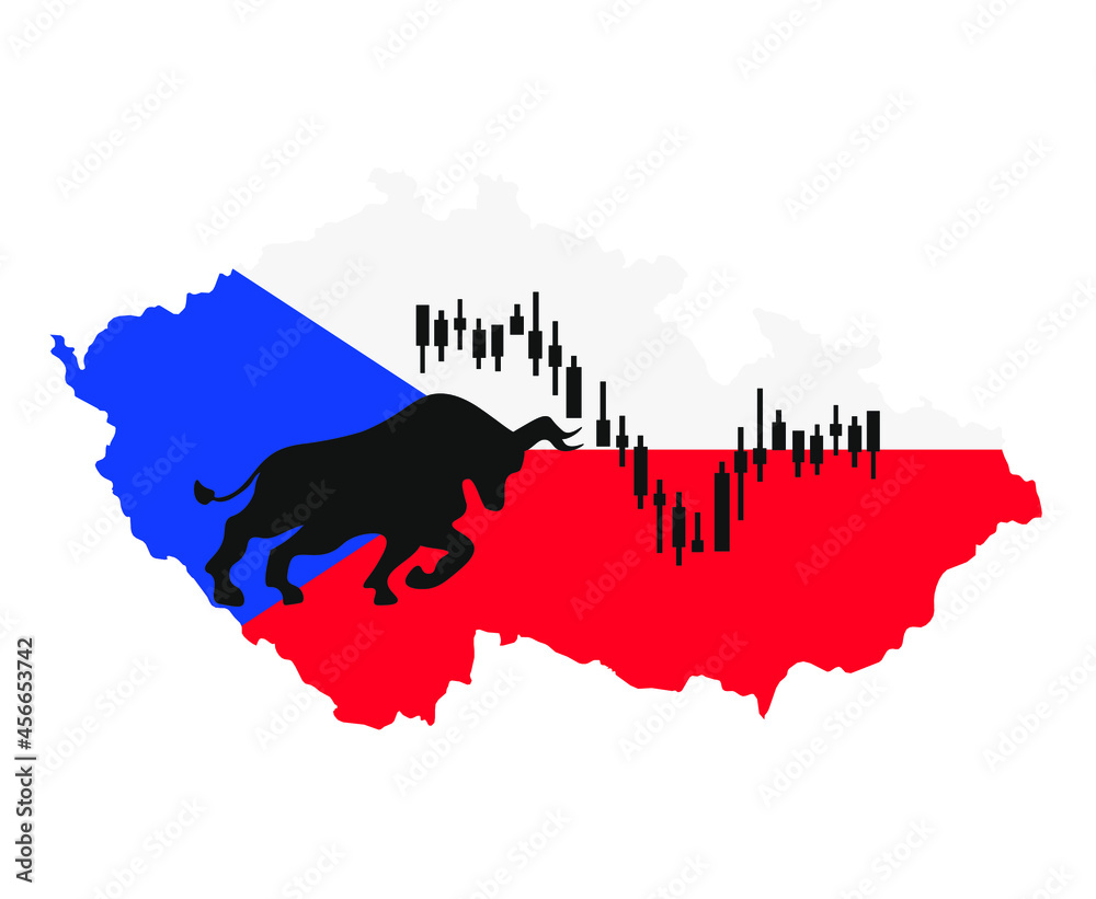 Czech economics vector illustration with flag of the Czech and business ...