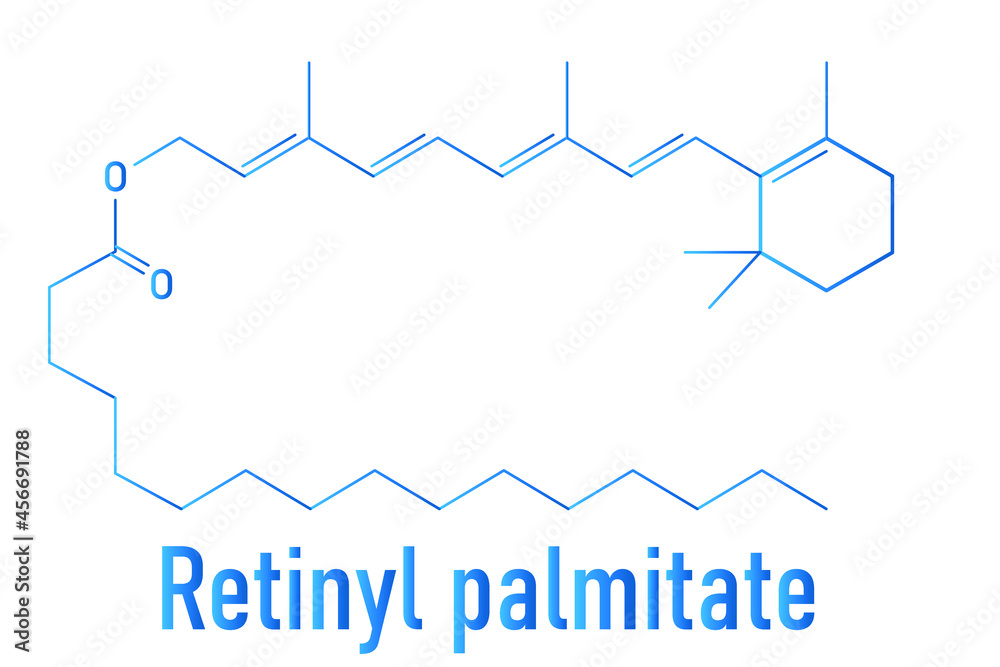 Retinyl palmitate vitamin supplement molecule. Ester of vitamin A ...