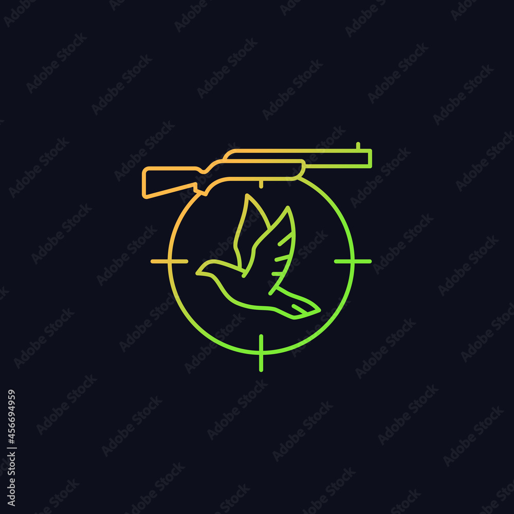 Pigeon shooting gradient vector icon for dark theme. Bird shooting ...