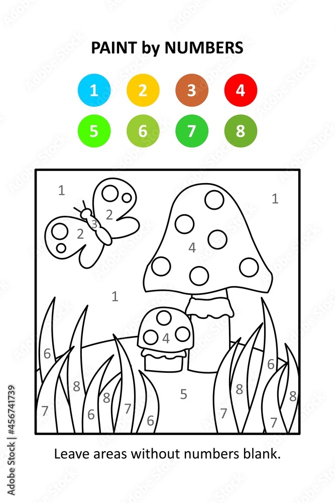 Paint by numbers, or color by code, else color by number, activity page ...