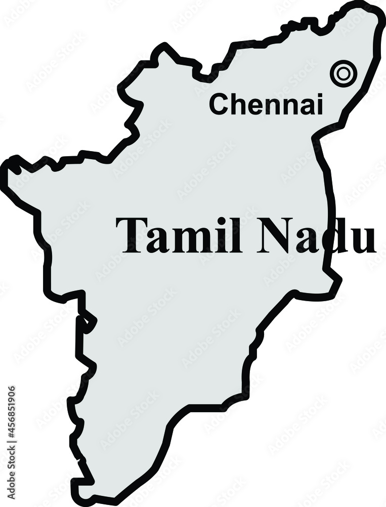 Tamil Nadu state map, Indian state border capital chennai Stock Vector | Adobe Stock
