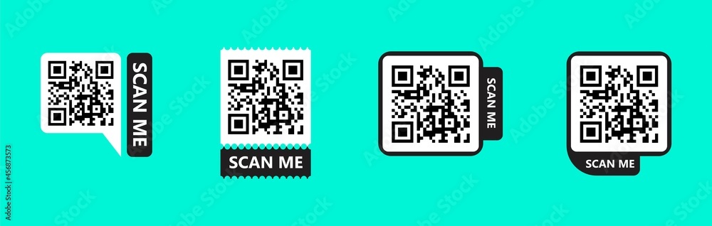 Scan me QR code template. QR code frame vector set for mobile apps ...