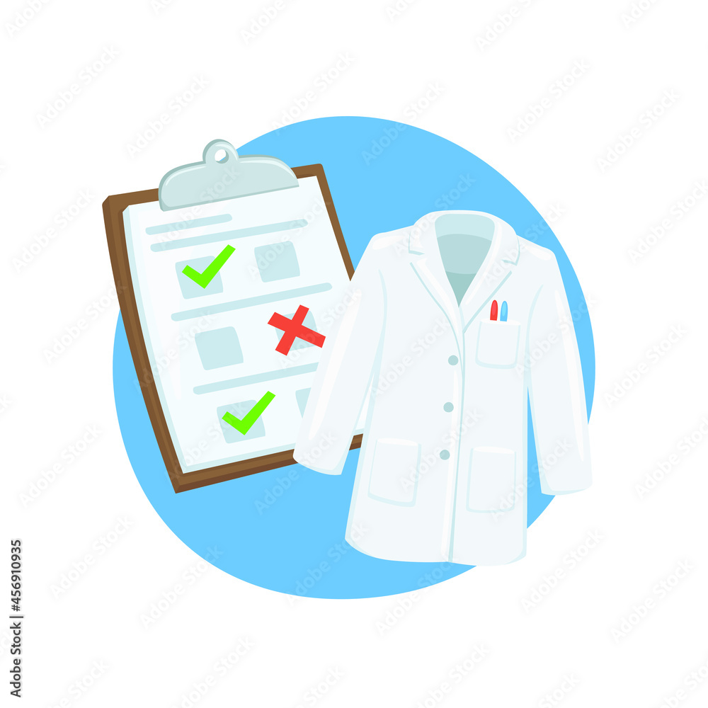 Laboratory Coat and Checklist Emoji Icon Illustration. Doctor Medicine ...