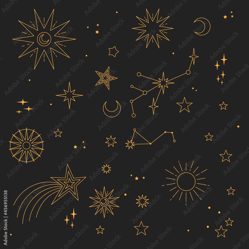 Astral elements vector design. Cosmic, celestial background. Stars ...
