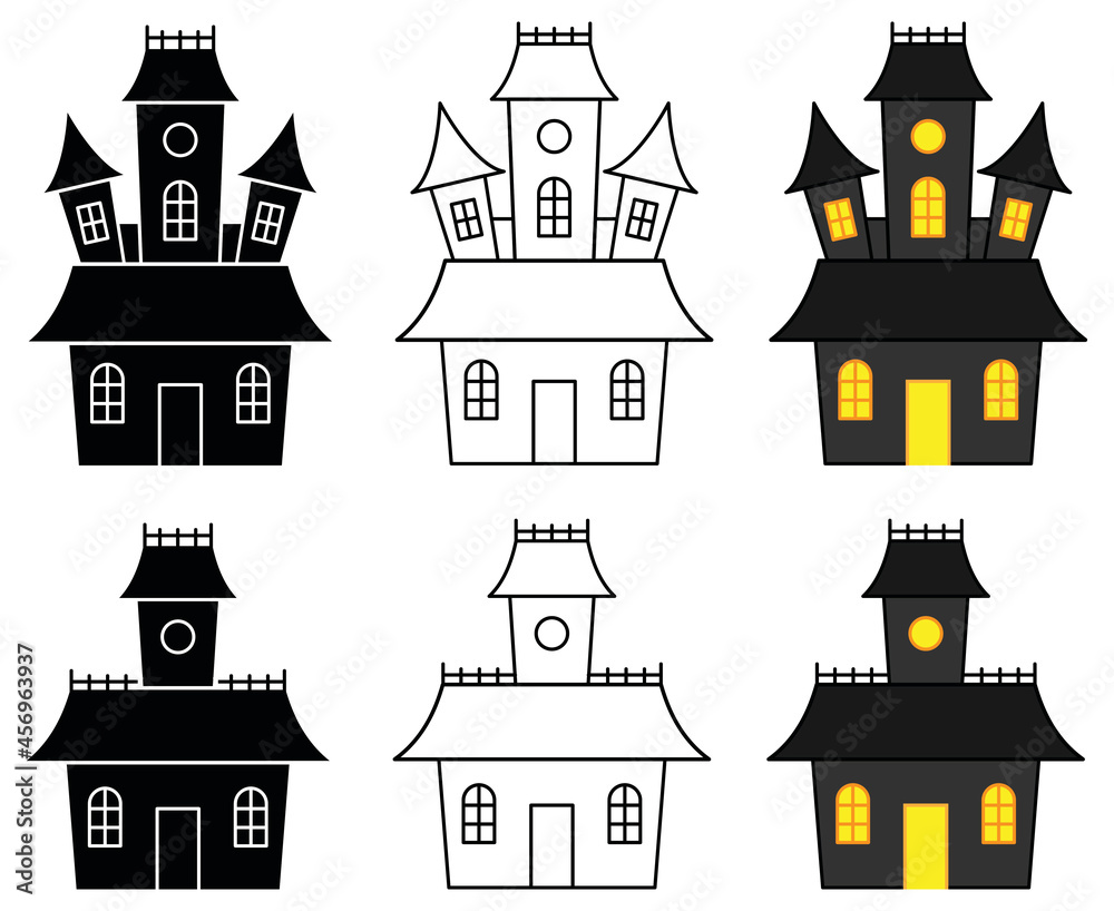 Haunted House Clipart Set - Halloween Graphics Stock Vector | Adobe Stock