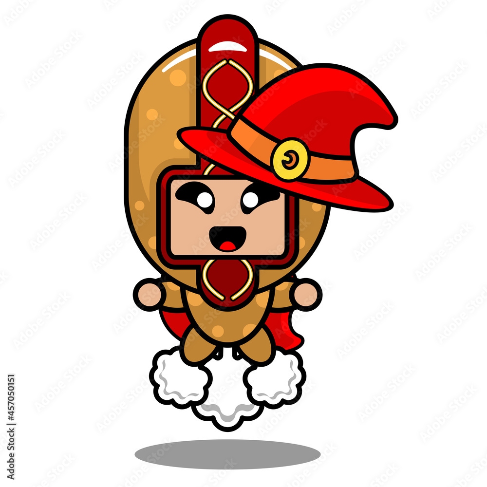 Стоковий вектор vector cartoon character costume junk food cute hot dog ...
