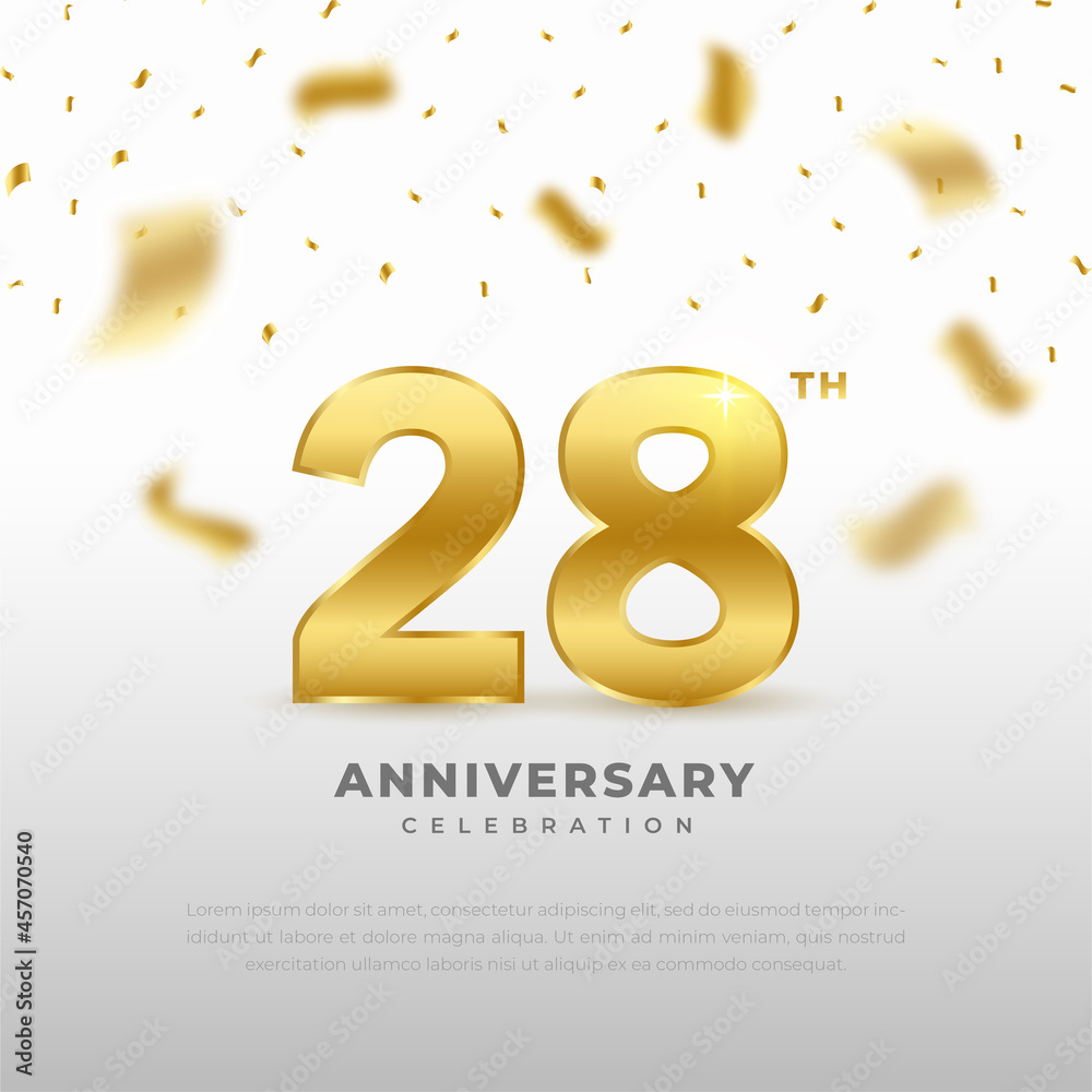 28th anniversary celebration with gold glitter color and white ...